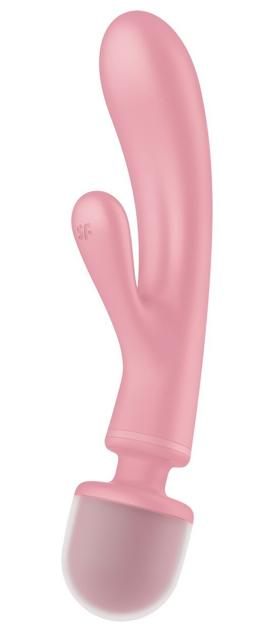 Розовый двусторонний вибромассажер Triple Lover 23,7 см Satisfyer