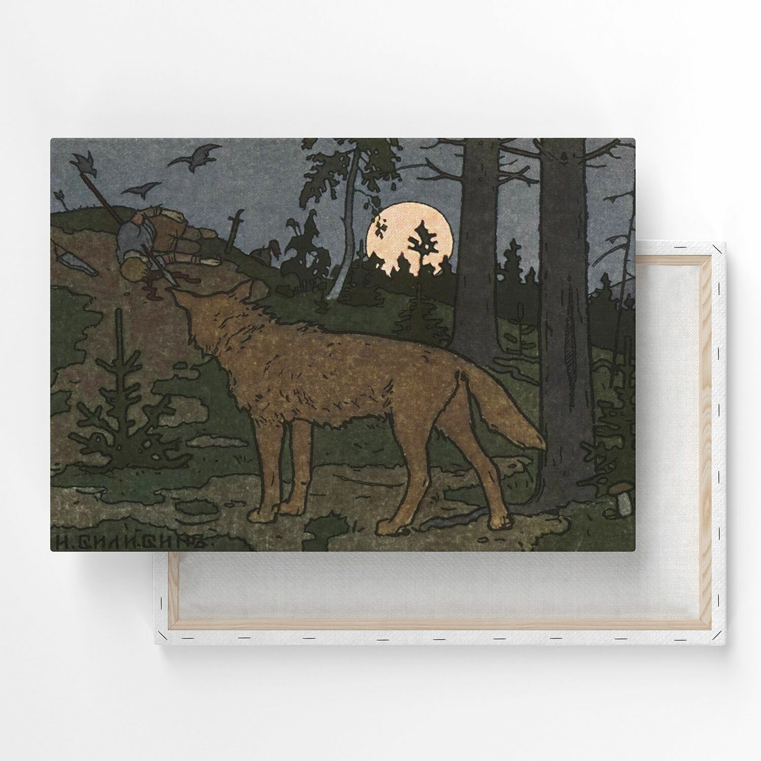 Картина на холсте, репродукция / Иван Билибин - Жар-птица и Серый волк / Размер 30 x 40 см