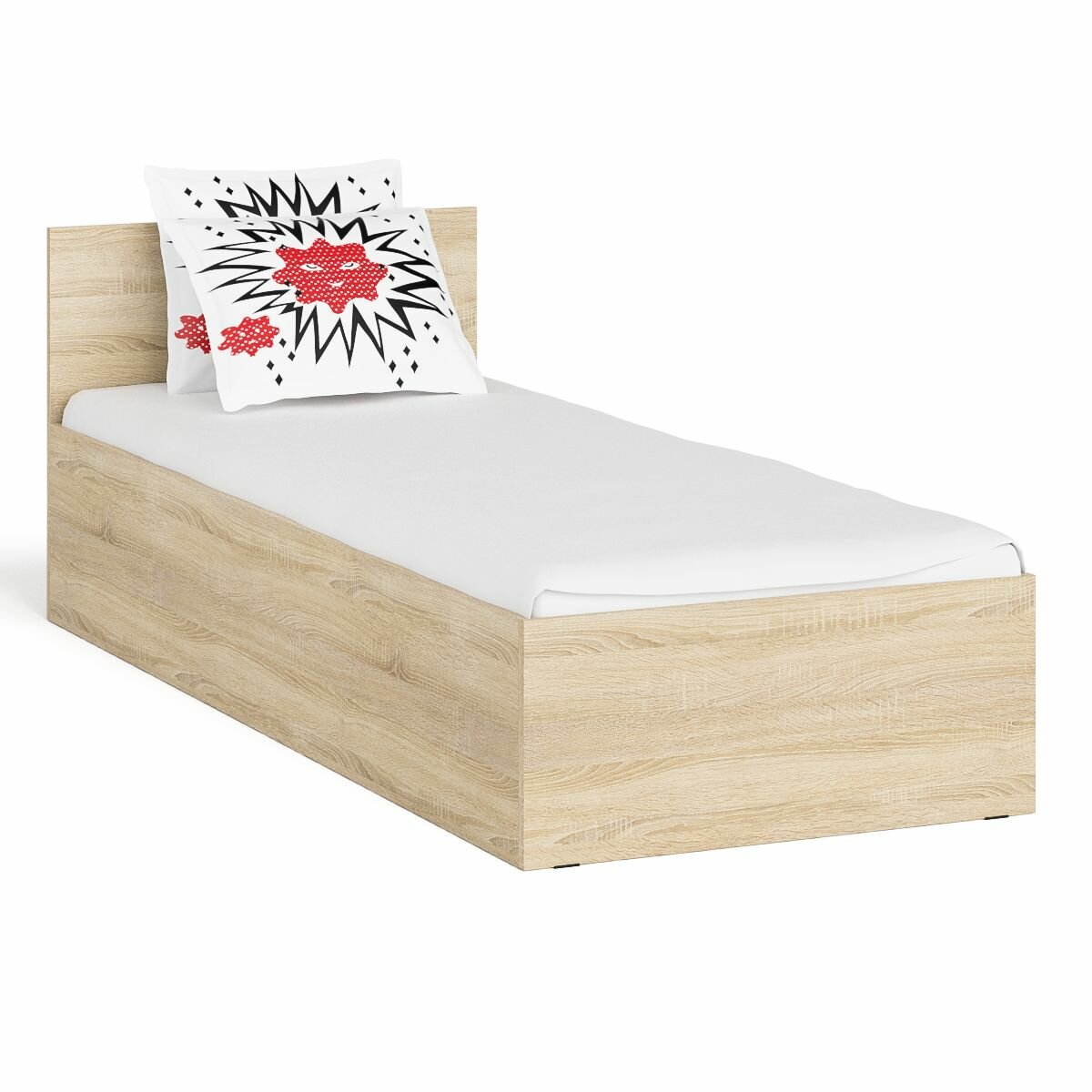 Односпальная кровать 80х200см с основанием в комплекте Спасибо-Мебель дуб сонома