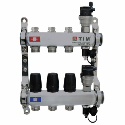 Коллектор из нержавеющей стали для отопления, 3 контура TIM KBS5003НОВЫЕ