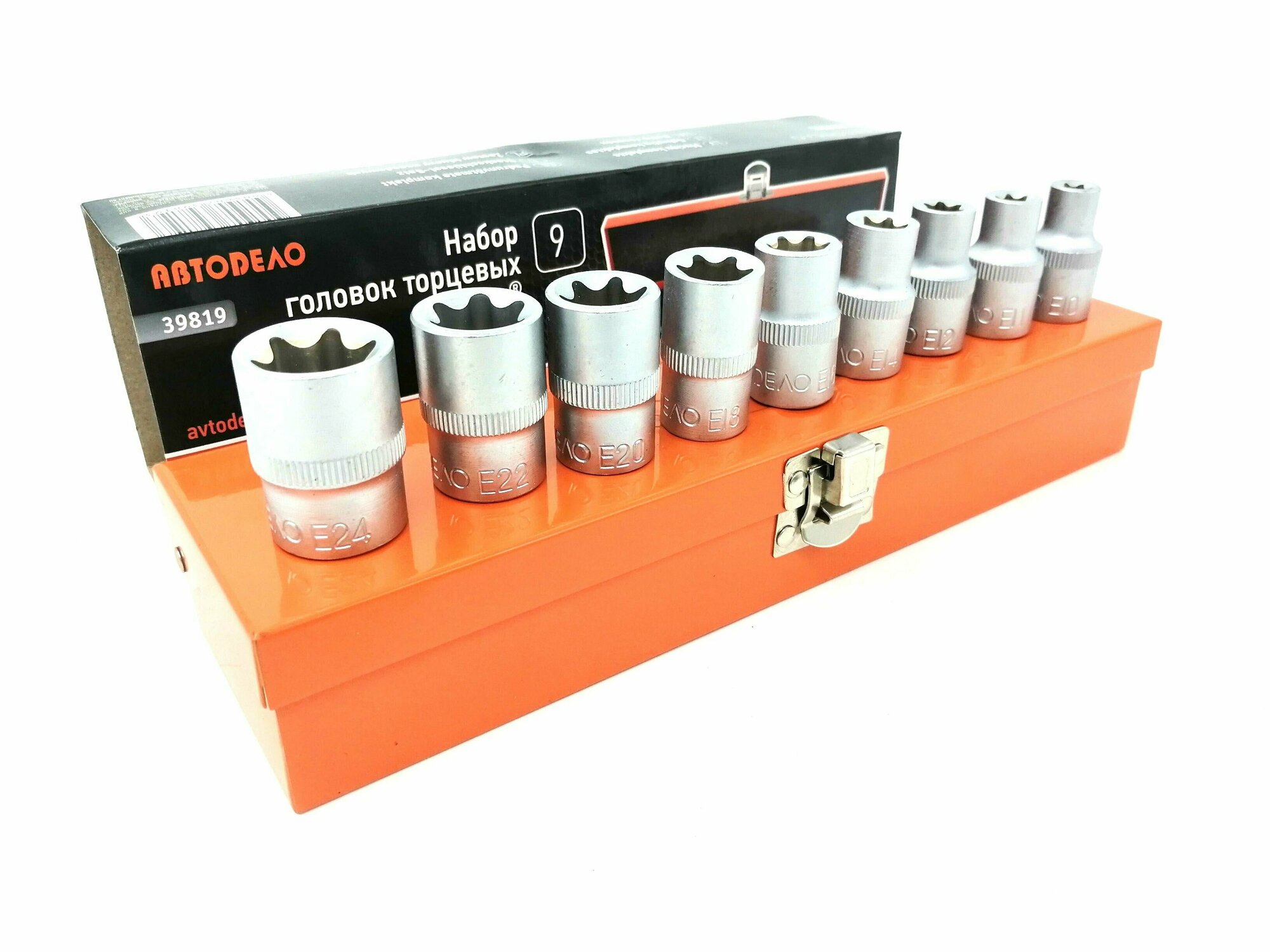 Набор головок TORX E10-E24, DR1/2", 9 шт. на планке АвтоDело