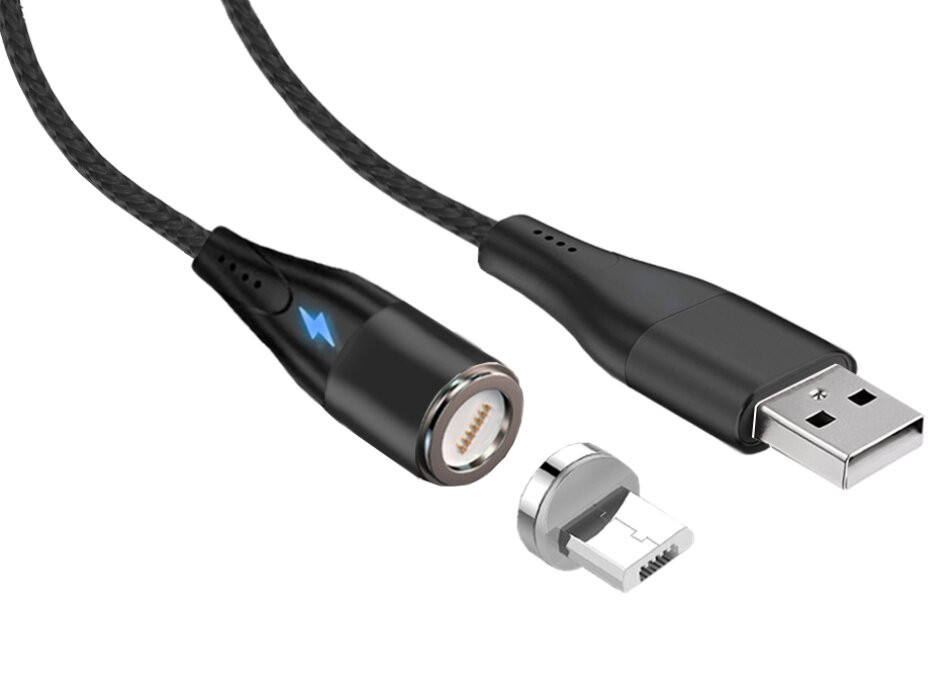Кабель USB 2.0 - microUSB JETACCESS JA-DC28 1м черный(опл, USB/microUSB, Magnet, QC,3A)
