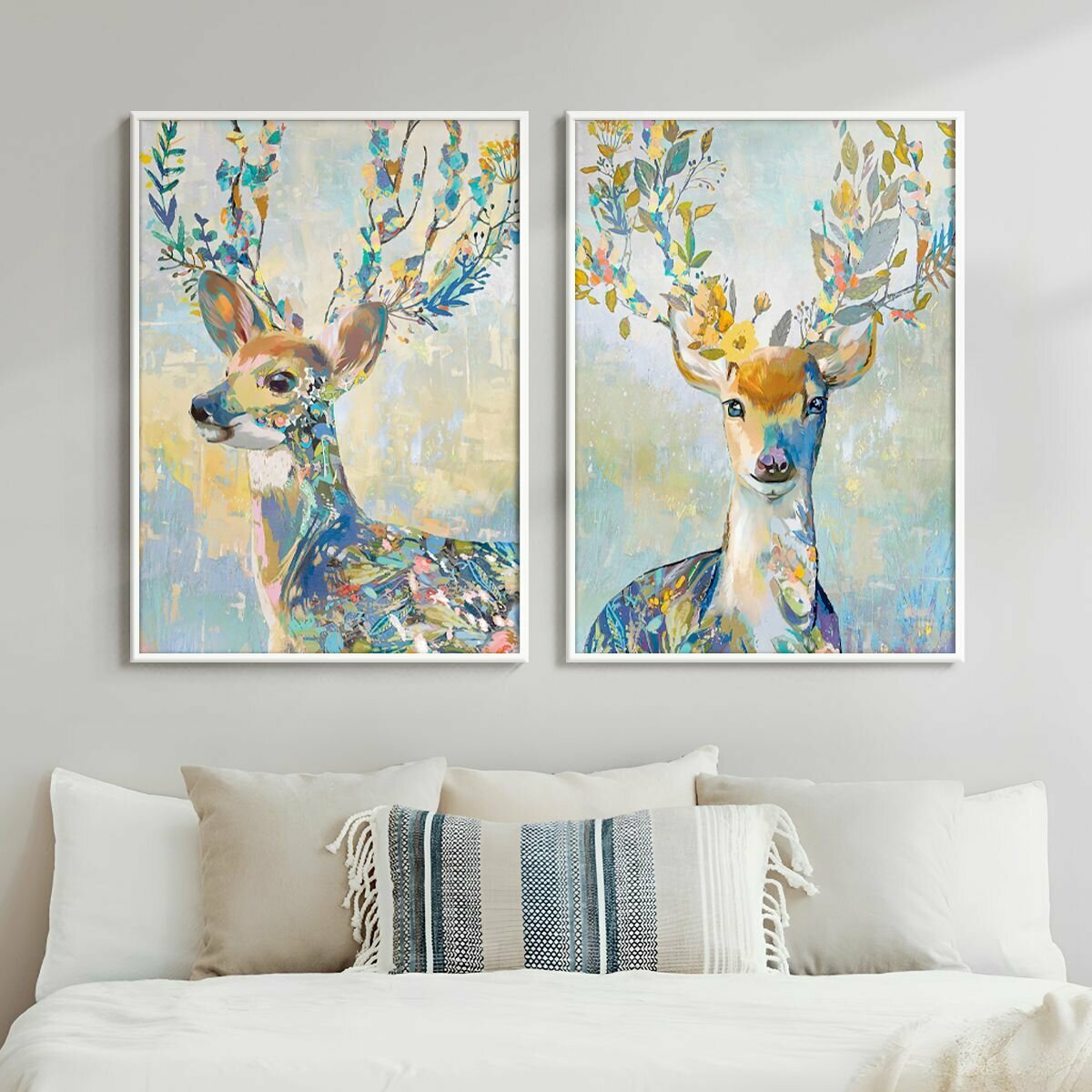 Постер 2 шт 50х70 без рамки "Оленьи рисунки" набор картин для интерьера