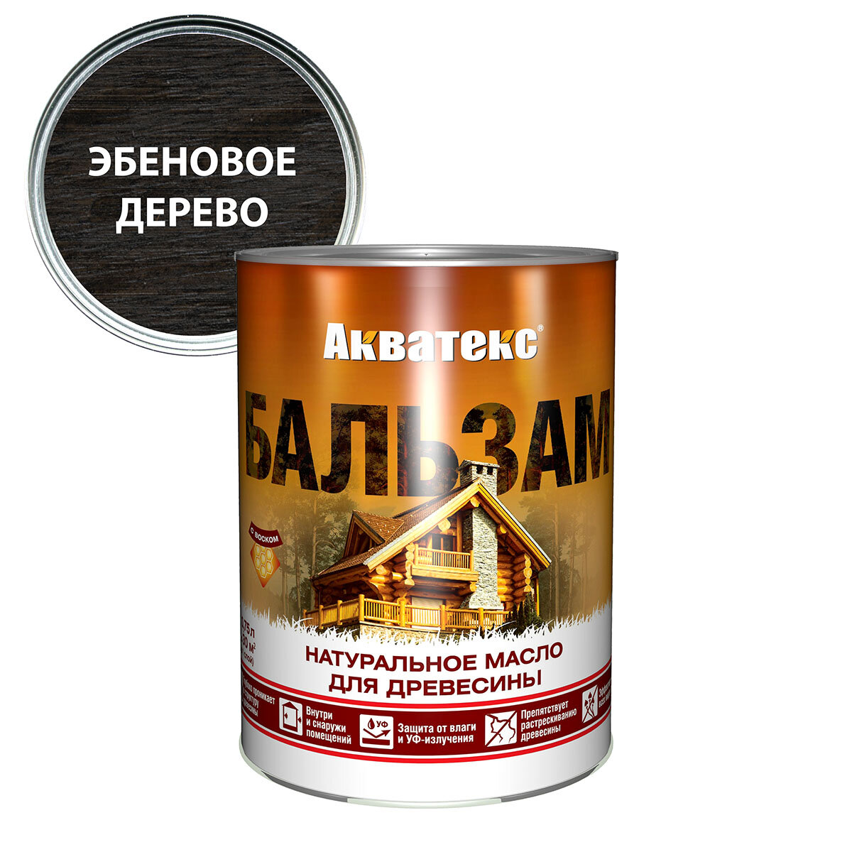 Масло акватекс-бальзам для древесины, эбеновое дерево 0,75л
