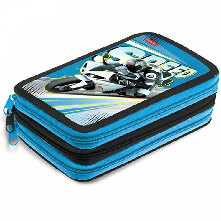 Пенал 3 отделения (Hatber) Мото глянцевая ламинация 190х110мм с таблицей умножения арт. NPn_48106