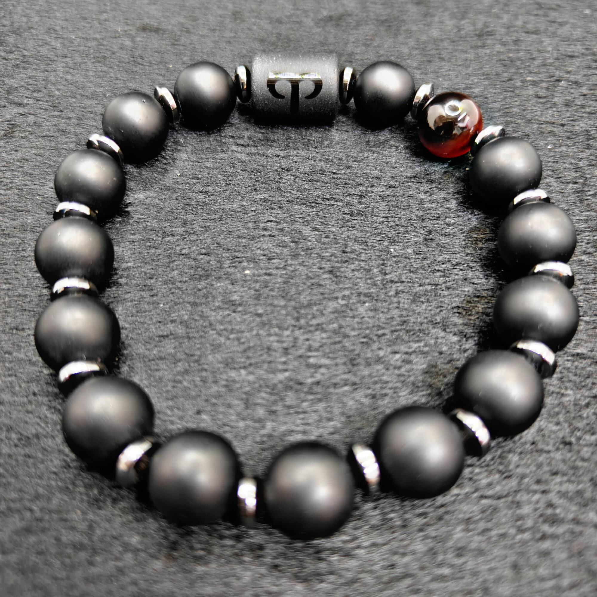 Браслет, гематит, шунгит, оникс