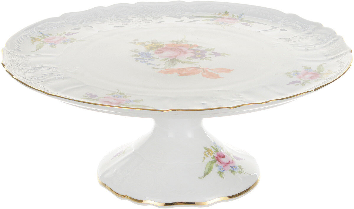 Блюдо для торта на ножке 32 см; "Bernadotte", декор "Мейсенский букет", Thun/ БТФ0229
