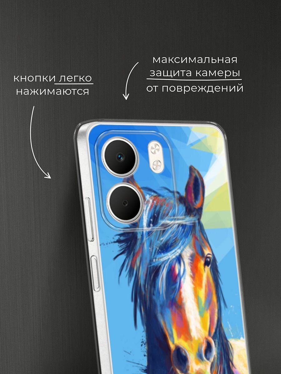 Силиконовый чехол на Oppo A5x / Оппо А5x с принтом "Лошадь арт 3" — фото 1