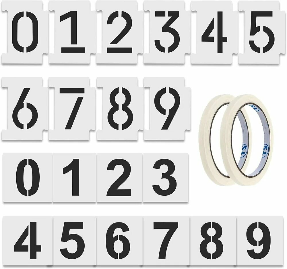 22 шт. набор для рисования номеров на бордюрах HFKPJRT, взаимосвязанный шаблонов адресов 0-9, 4 дюйма и 3 , 14 мил