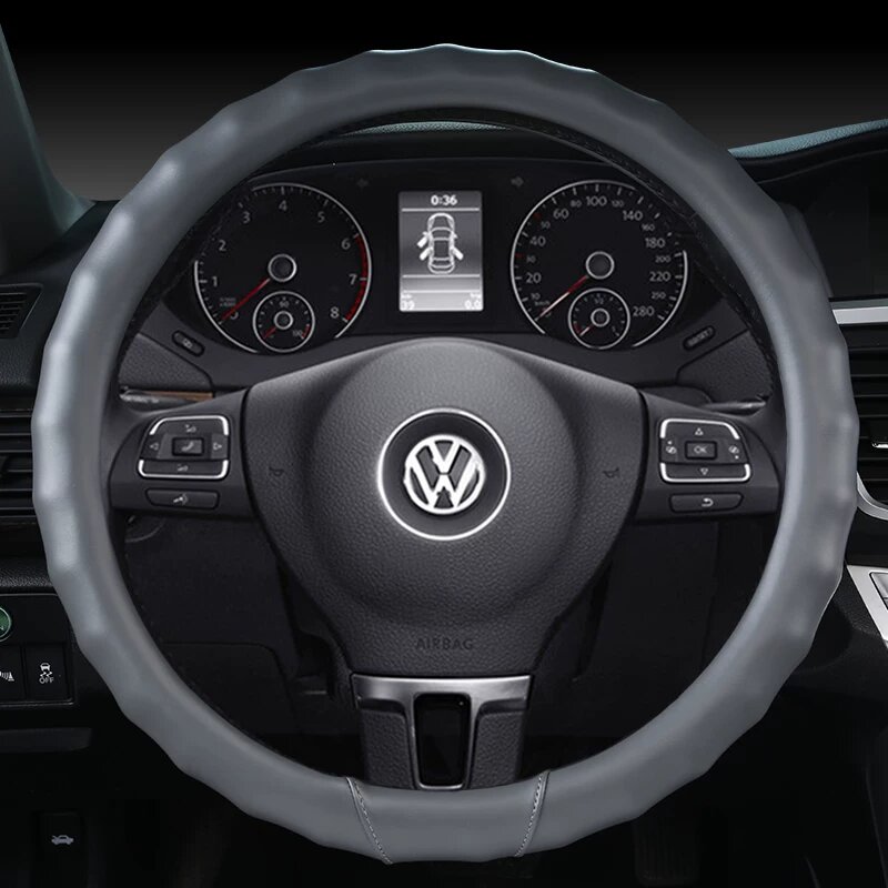 Классический сезонный чехол с рельефным рисунком для руля Volkswagen Santana - Серый