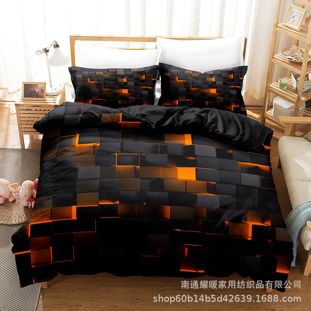 Новинка 2024 года: европейско-американский комплект постельного белья с 3D-градиентным цифровым принтом и эффектом бархатистой текстуры, состоящий из двух или трех предметов.