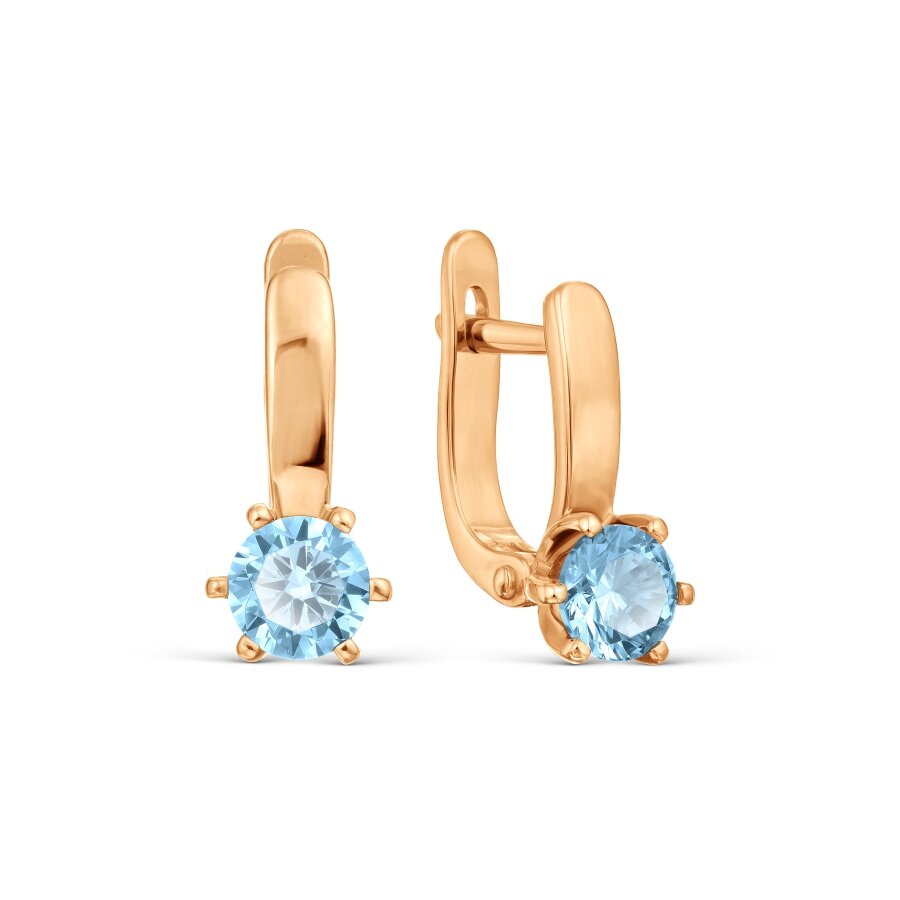 Серьги, красное золото, 585 проба, фианит