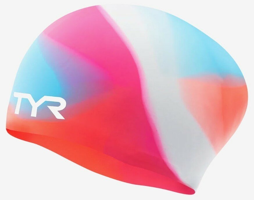 Шапочка для плавания TYR Tie Dye Long Hair Wrinkle-Free Silicone Junior Cap 671 Розовый (671 Розовый, O/S)