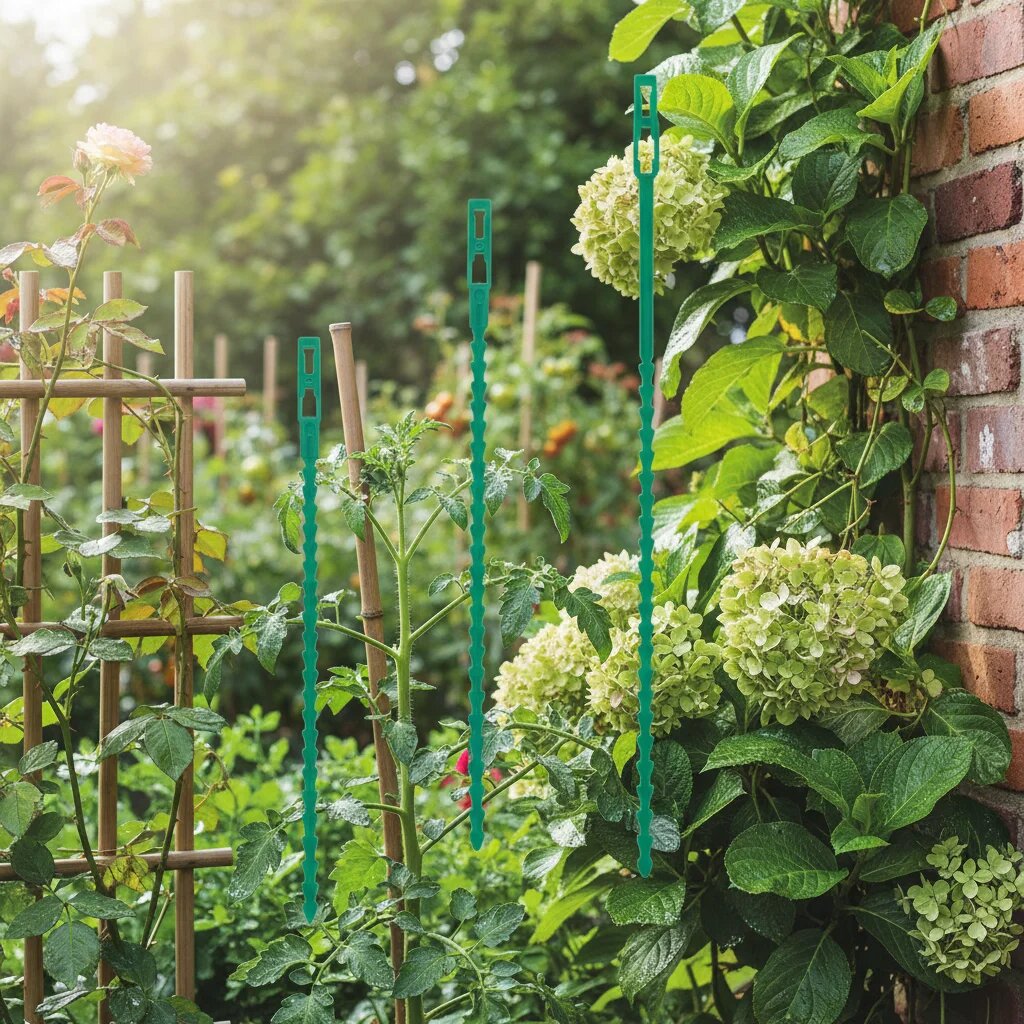 Многоразовые подвязки для растений пластиковые зелёные 50 шт 23cm