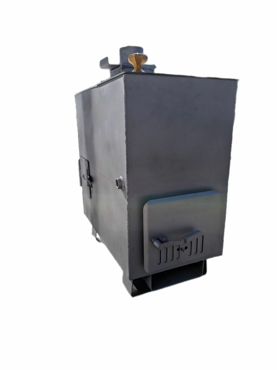 Банная печь ПБ-2 Меленки со встроенным баком 82 л, закрытая каменка слева, сталь 4 мм для бани и сауны