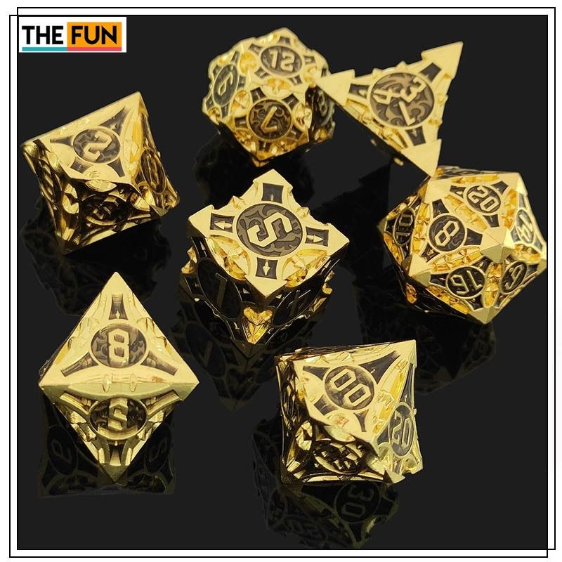 DnD Dragon Metal Dice Set, кубики метал для DnD и настольных ролевых игр (дайсы ДнД) 7 шт.