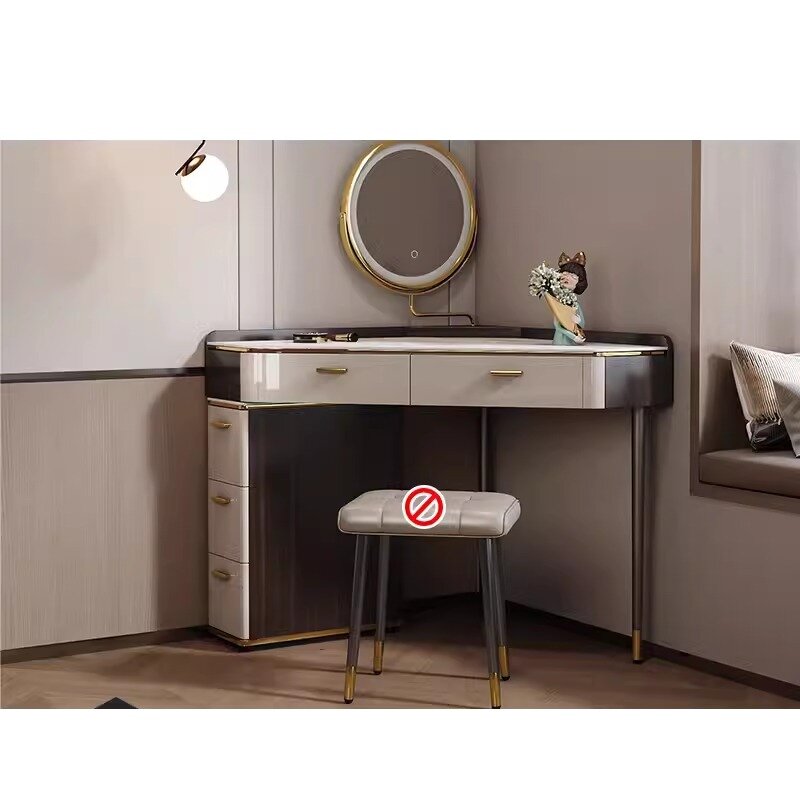 Туалетный столик угловой Adair (серый стол 80 см + зеркало с подсветкой)