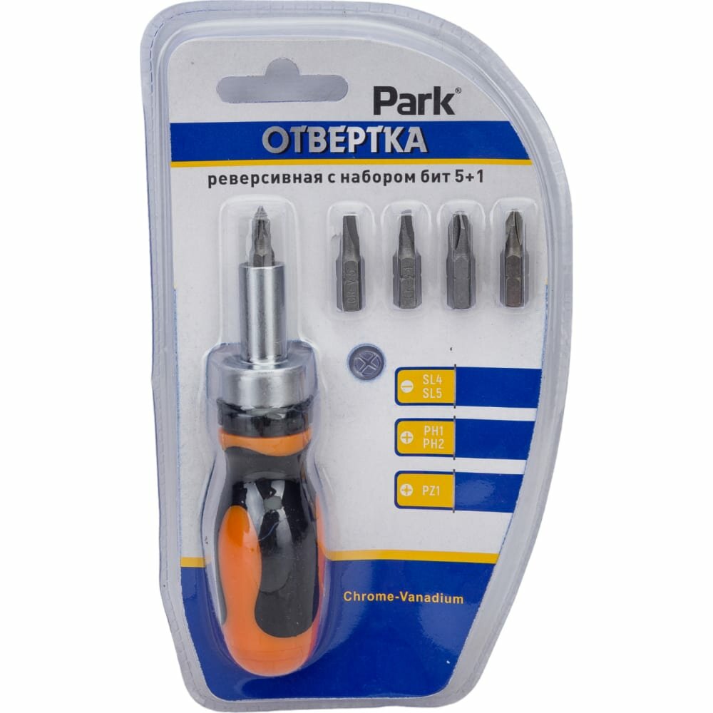 Отвертка Park реверсивная с набором бит 5+1 OTV07NB 356207