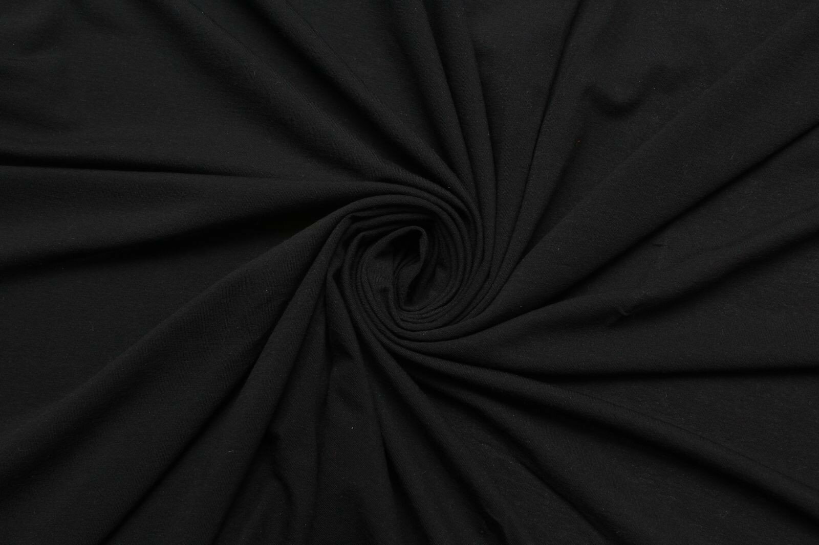 Ткань Трикотаж креп стрейч тонкий матовый чёрный, ш136см, 0,5 м