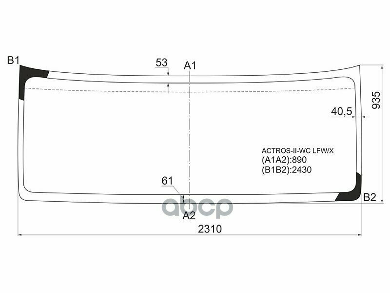 Стекло лобовое Mercedes-Benz Actros 12- / Kamaz 54901 17- XYG арт. ACTROS- II-WC LFW/X