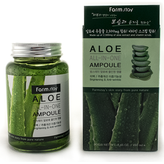Многофункциональная ампульная сыворотка для лица Farmstay с экстрактом алоэ, 250 мл