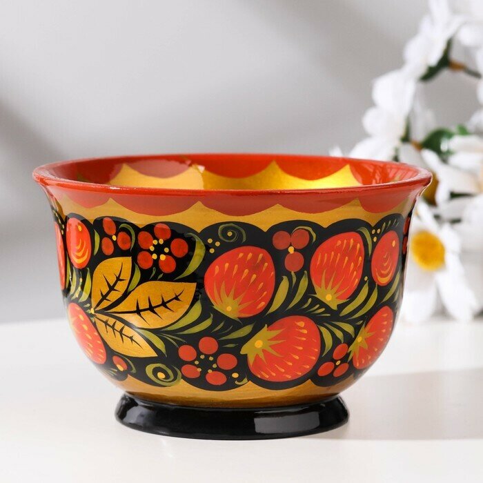 Чашка сервировочная, 13 см, 0,5 л, с художественной росписью хохлома, миска дерево, салатник