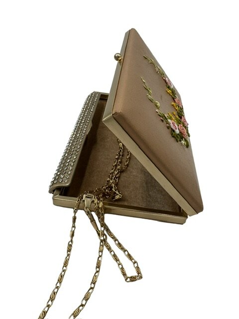 Сумка клатч Королевство Птички & Бабочки, фактура гладкая, золотистый — фото 1