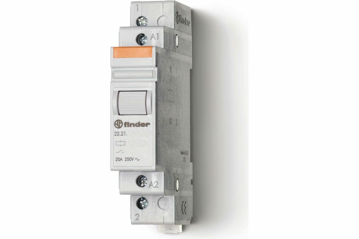 Finder 1НО модульное реле 20A 24V AC 222180244000 для монтажа на DIN-рейку в шкафу