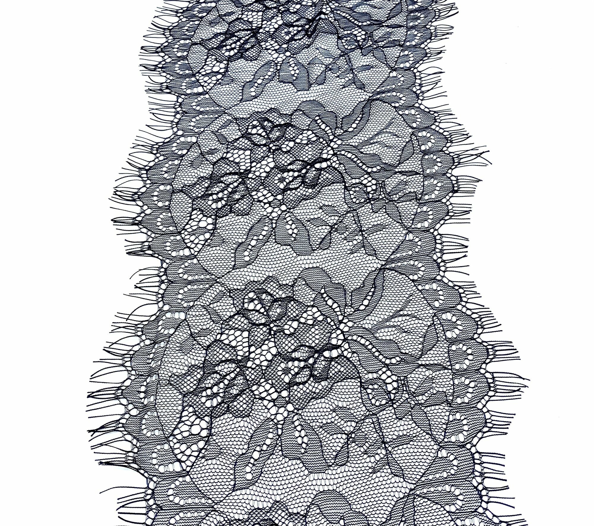 Кружево реснички (французское кружево "шантильи") шир.180мм цв. черный (2 шт по 3 метра)