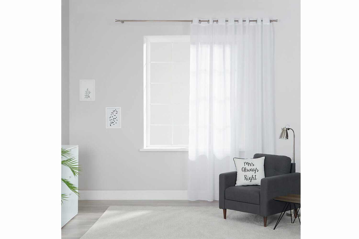 Тюль MICASA Dalia, 300х280 см, батист, на люверсах, цвет белый