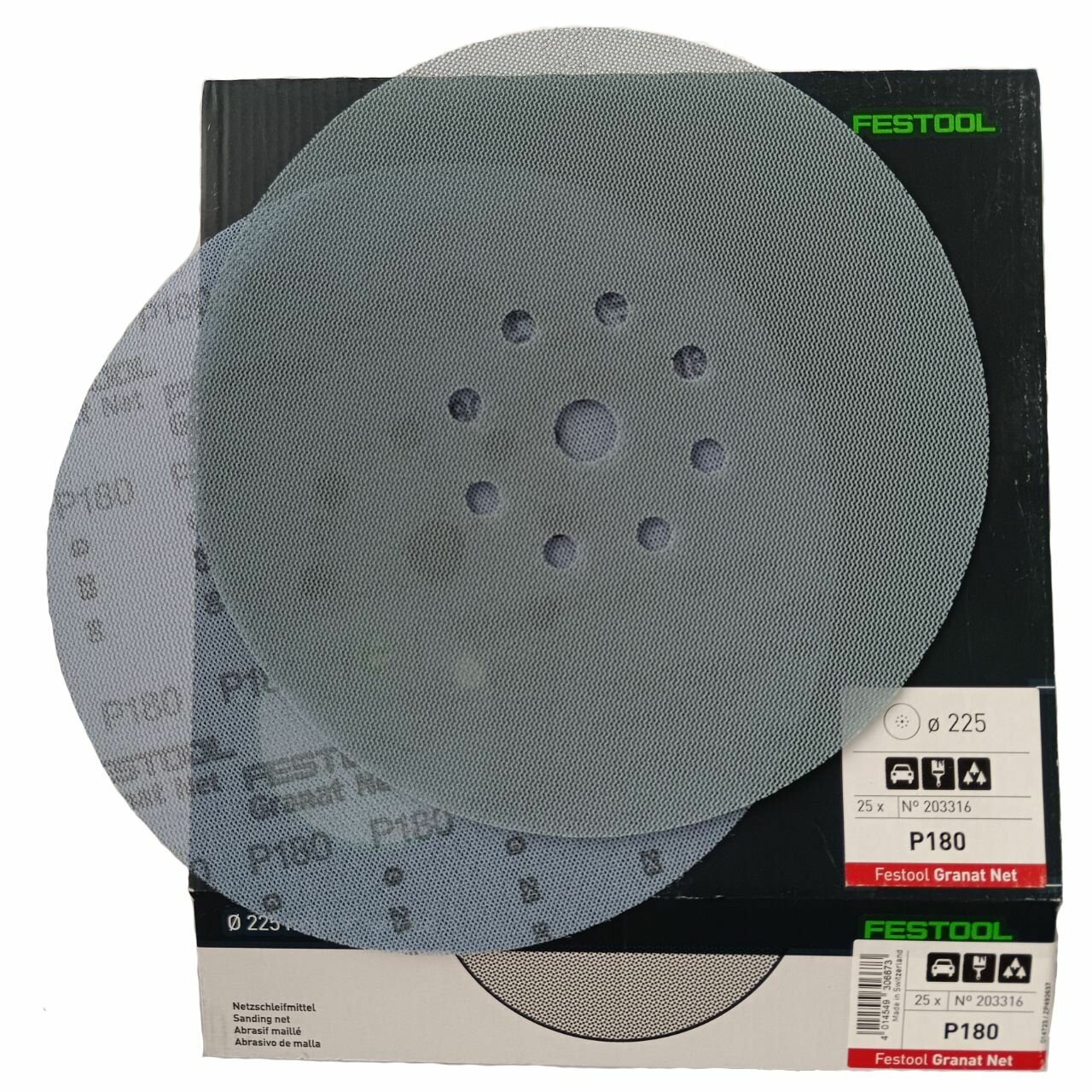 Шлифовальные круги Шлифовальный материал на сетчатой основе STF D225 P180 GR NET/10 Granat Net Фестул 203316