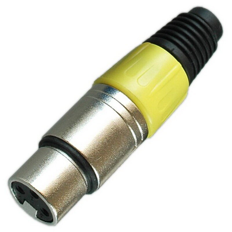 Разъем XLR 3P гнездо металл цанга на кабель, желтый, Pro Legend