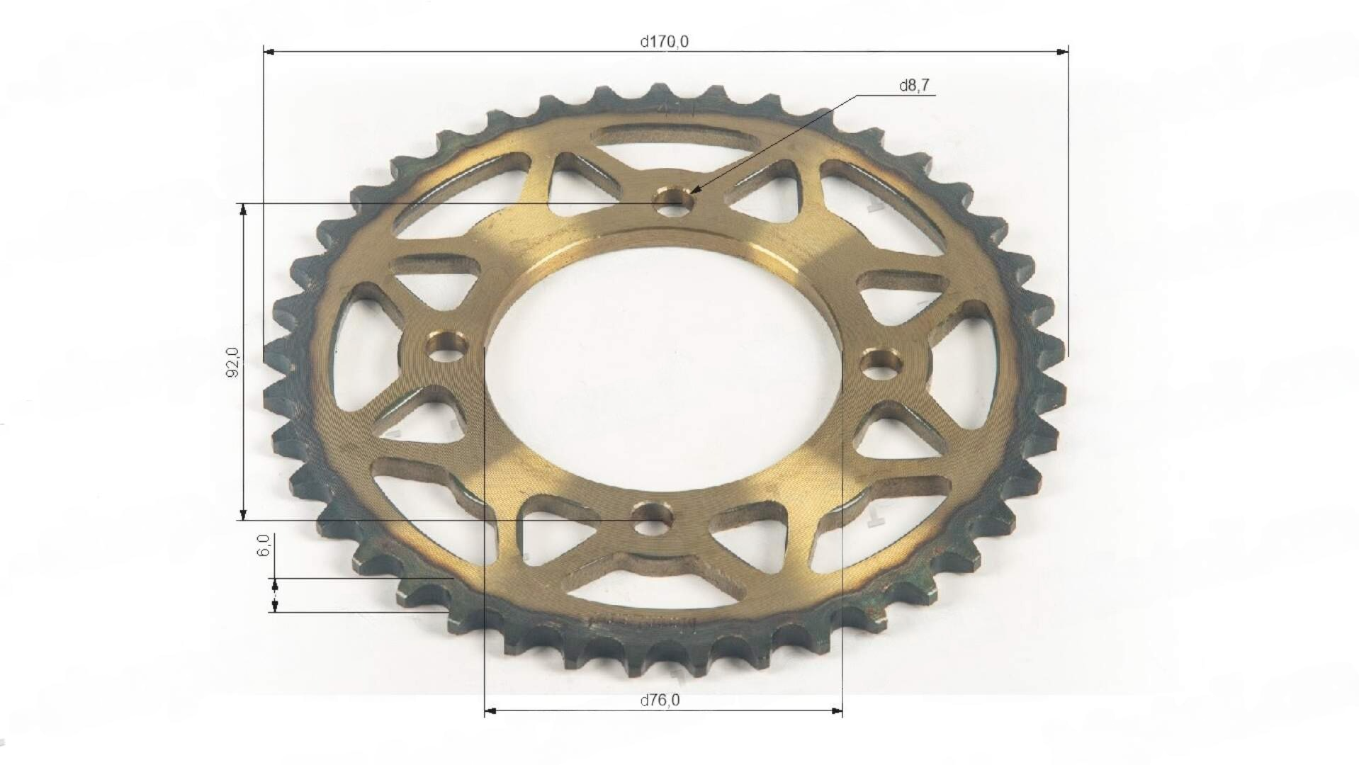 Звезда ведомая 420-41 на питбайк 4х92х76, закаленные зубья