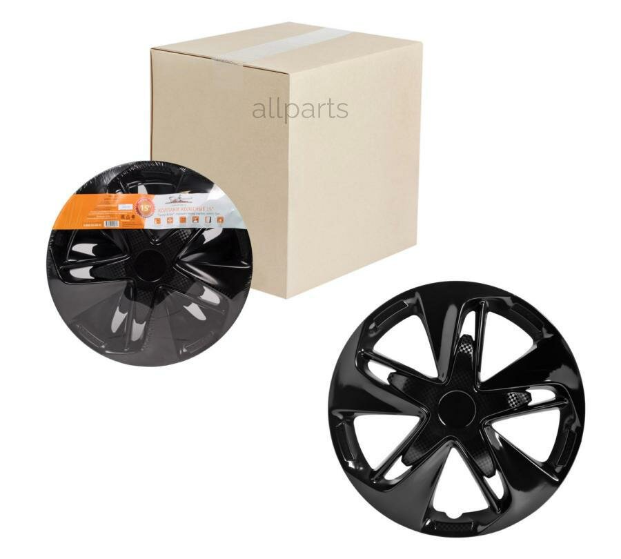 AIRLINE AWCC-15-27 Колпаки колесные 15" "Супер Астра", черный глянец, карбон, к-т 2шт.