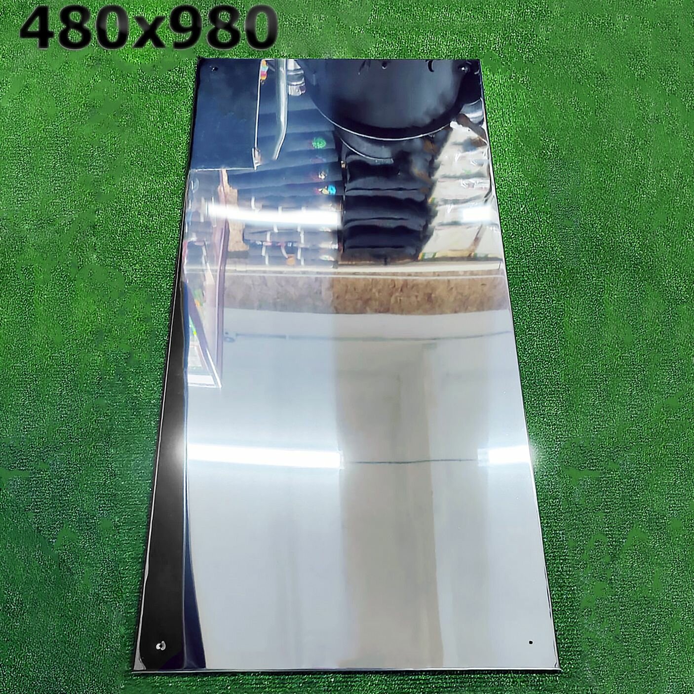 Отражающий экран для печи. 480х980 мм. Нержавейка 0,5 мм. Борт 10 мм.