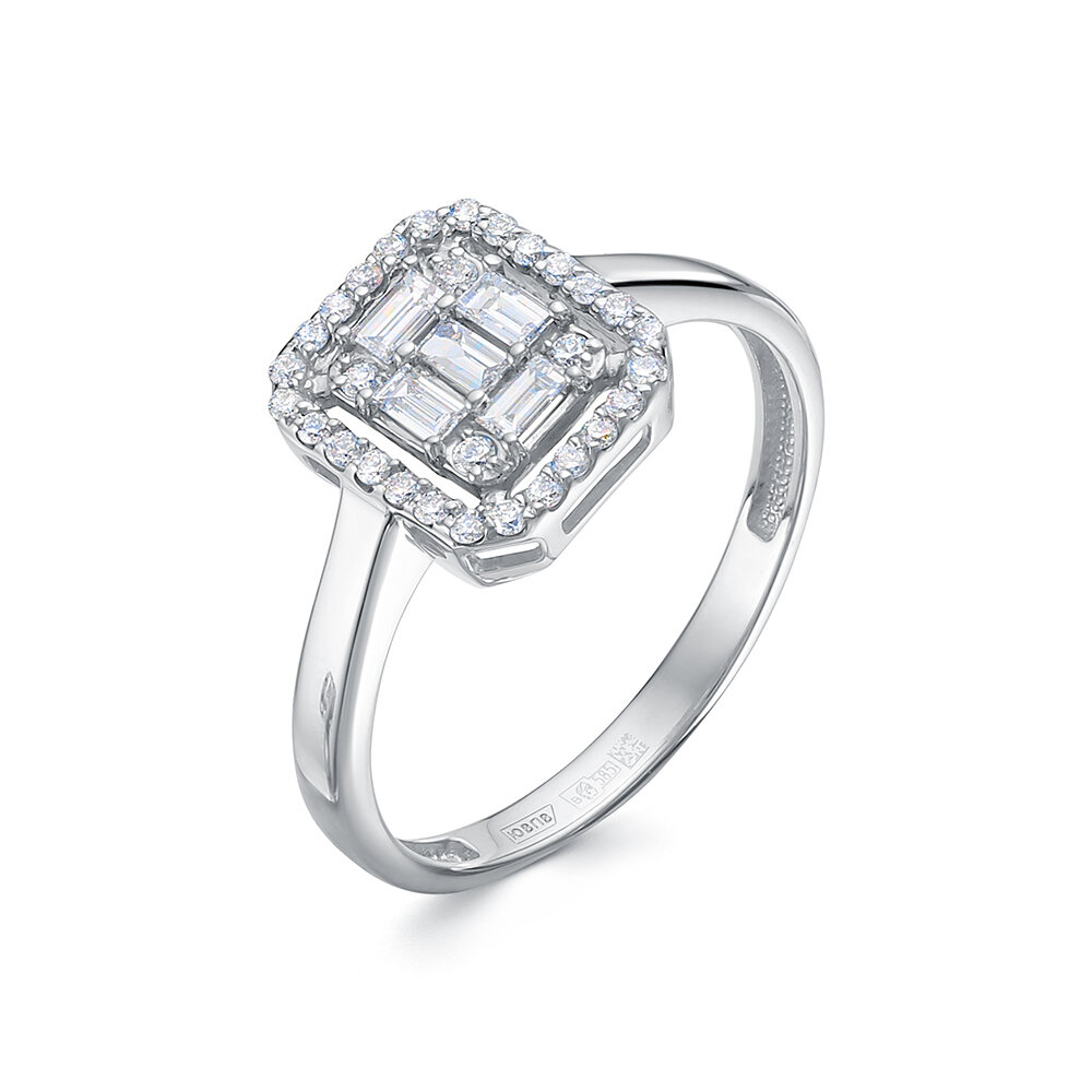 Кольцо, белое золото, 585 проба, родирование, бриллиант