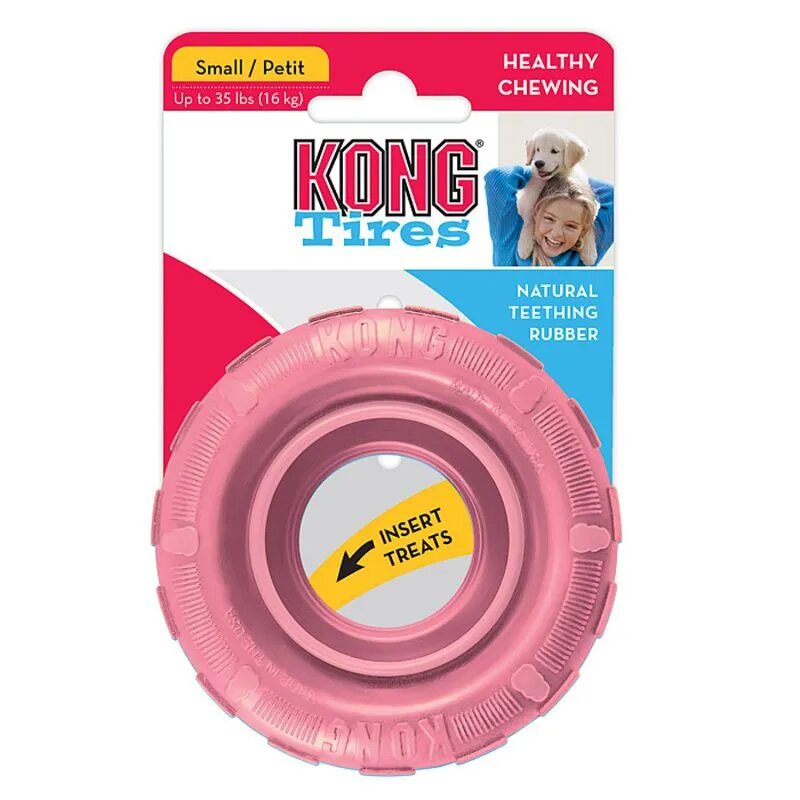 Игрушка KONG Puppy "Tires" для щенков "Шина", диаметр 11.5 см, розовая M/L