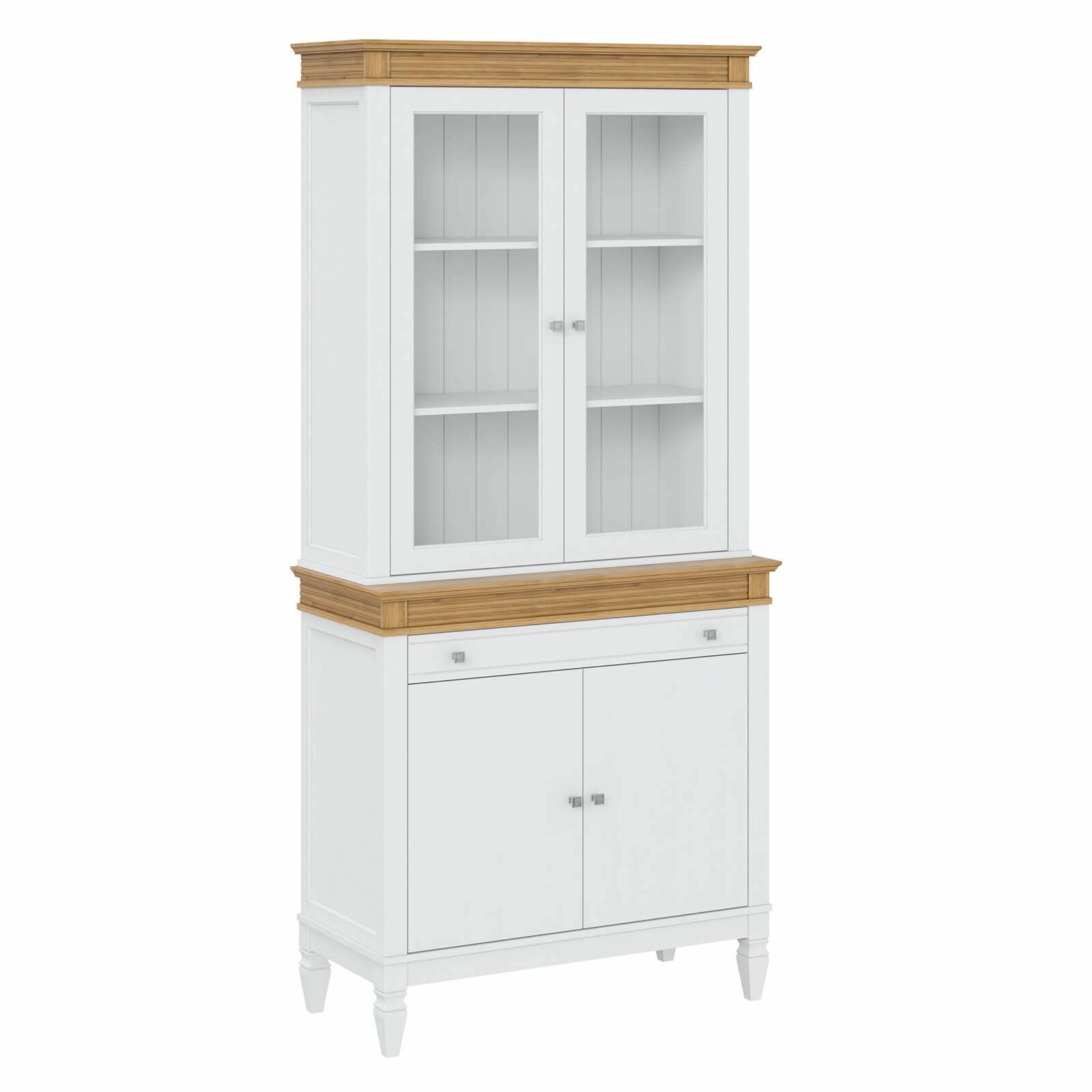 Буфет ММЦ Гостиная Ольса 220/221 (белый лак+антик №24) из массива сосны