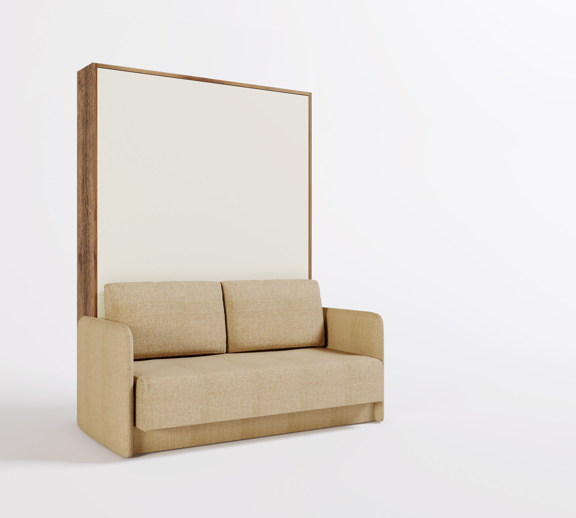 Шкаф кровать-трансформер с диваном Летто Пуф 1400 с узкими подлокотниками и нижней планкой Янтарь