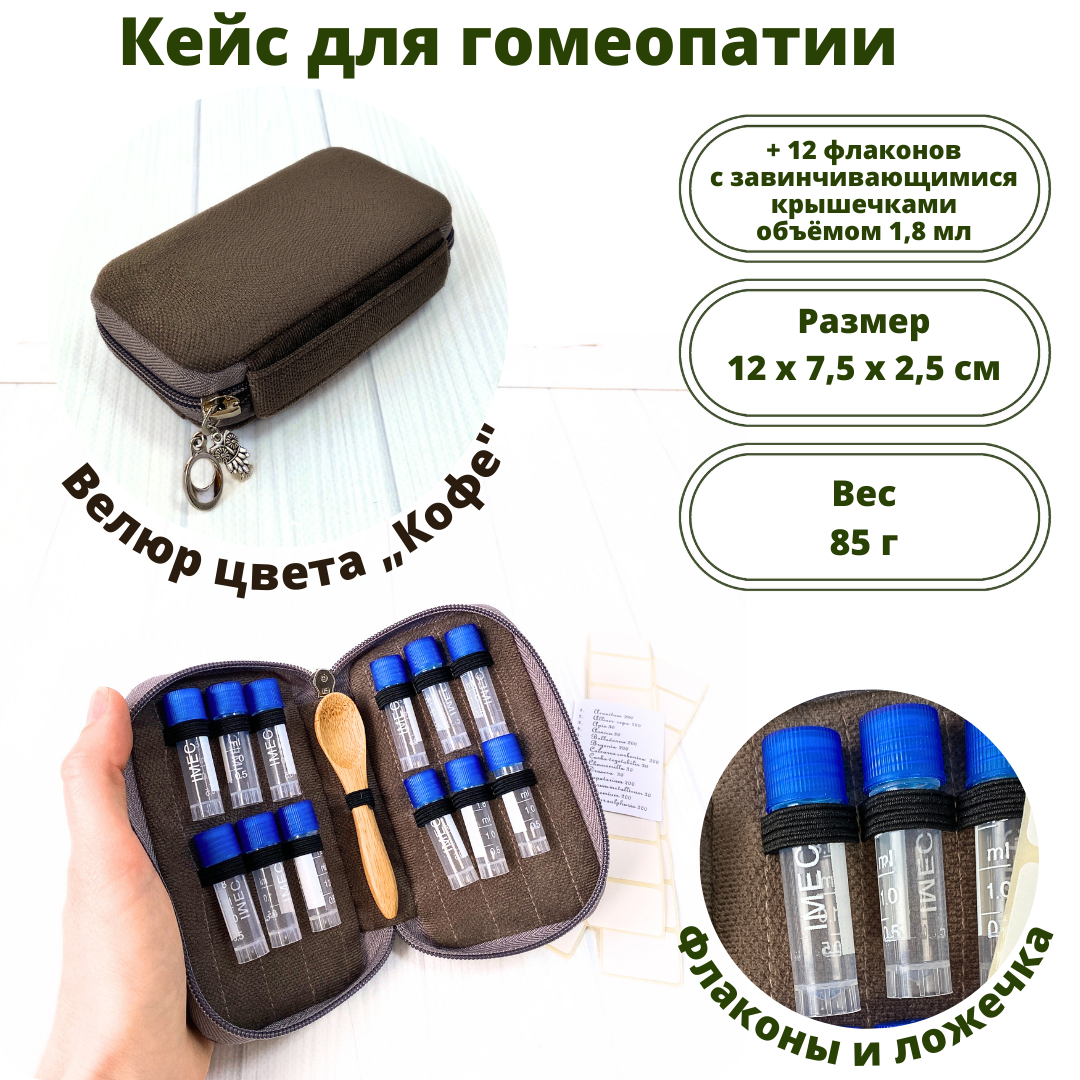 Гомеопатическая аптечка для хранения и транспортировки гомеопатических препаратов на 12 флаконов объемом 1,8 мл