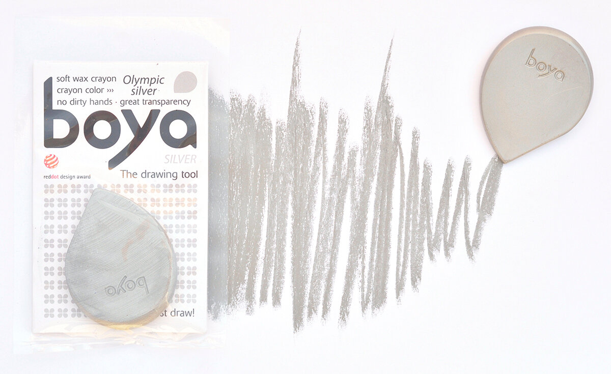 Пастель восковая для рисования Boya, мелок 9 х 14,5 см серебряный BOYA d.o.o. 1 SET/OLYMPIC SILVER