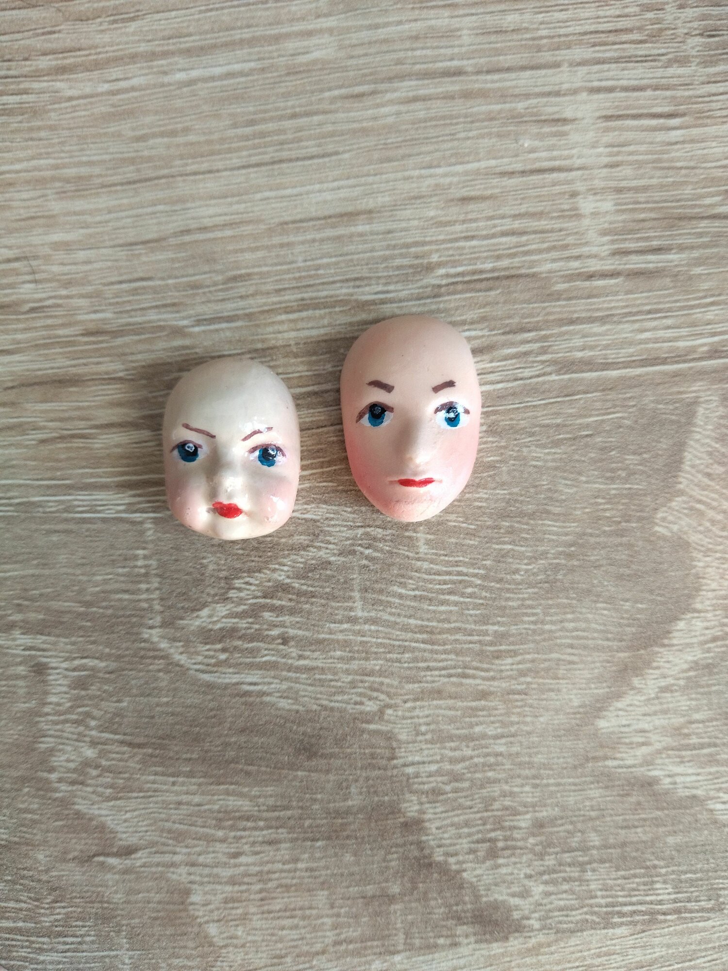 Набор лиц для ватной куклы. Личики для игрушек, раскрашенные - 2 шт.