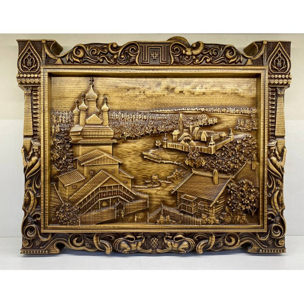 Панно настенное резное из дерева / Ведическая Русь 37х28 см