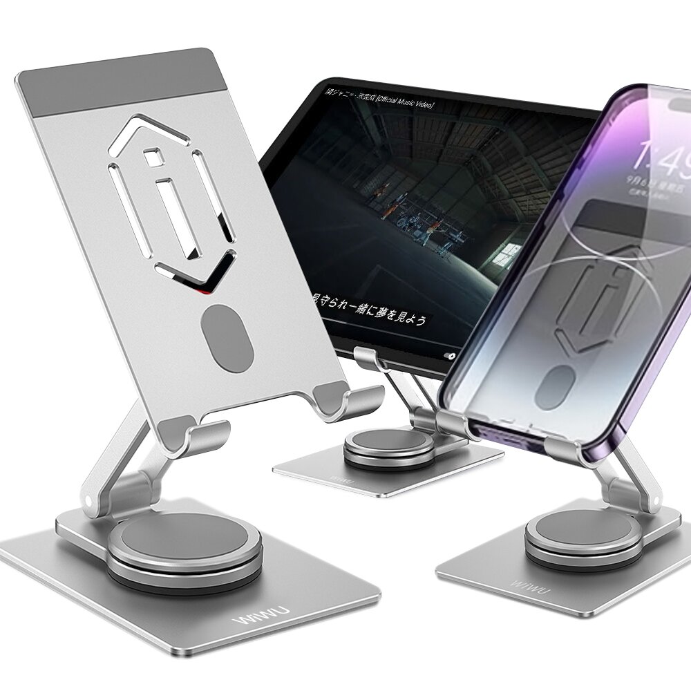 Подставка для телефона/планшета WiWU ZM107 Desktop 360 Rotation Stand, Алюминий, Серый