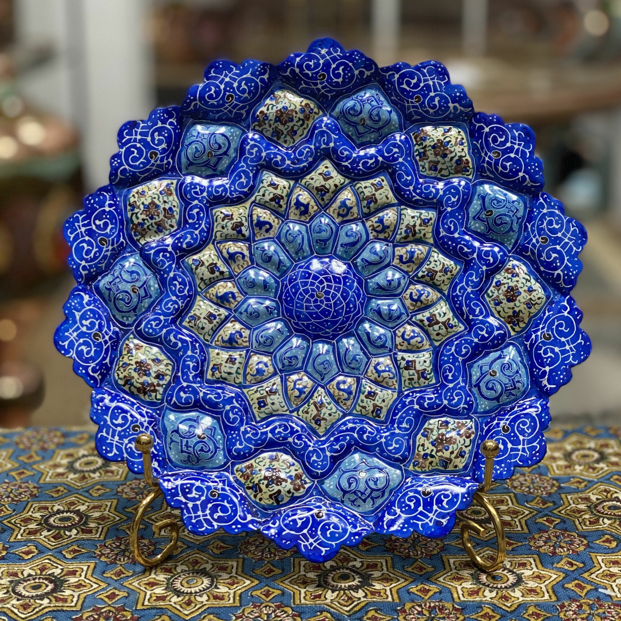 Декоративная тарелка Персидский базар "Минакари", Иран, ручная работа, 25 см