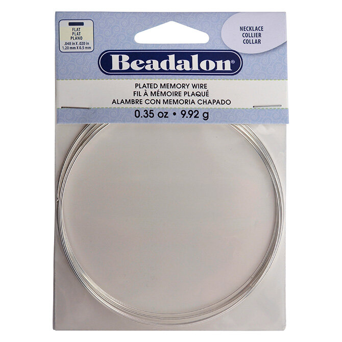 Проволока с памятью, 92х1.2х0.5мм, Beadalon, для колье, плоское сечение, посеребренная, 9.92 грамма (ок.6 витков)