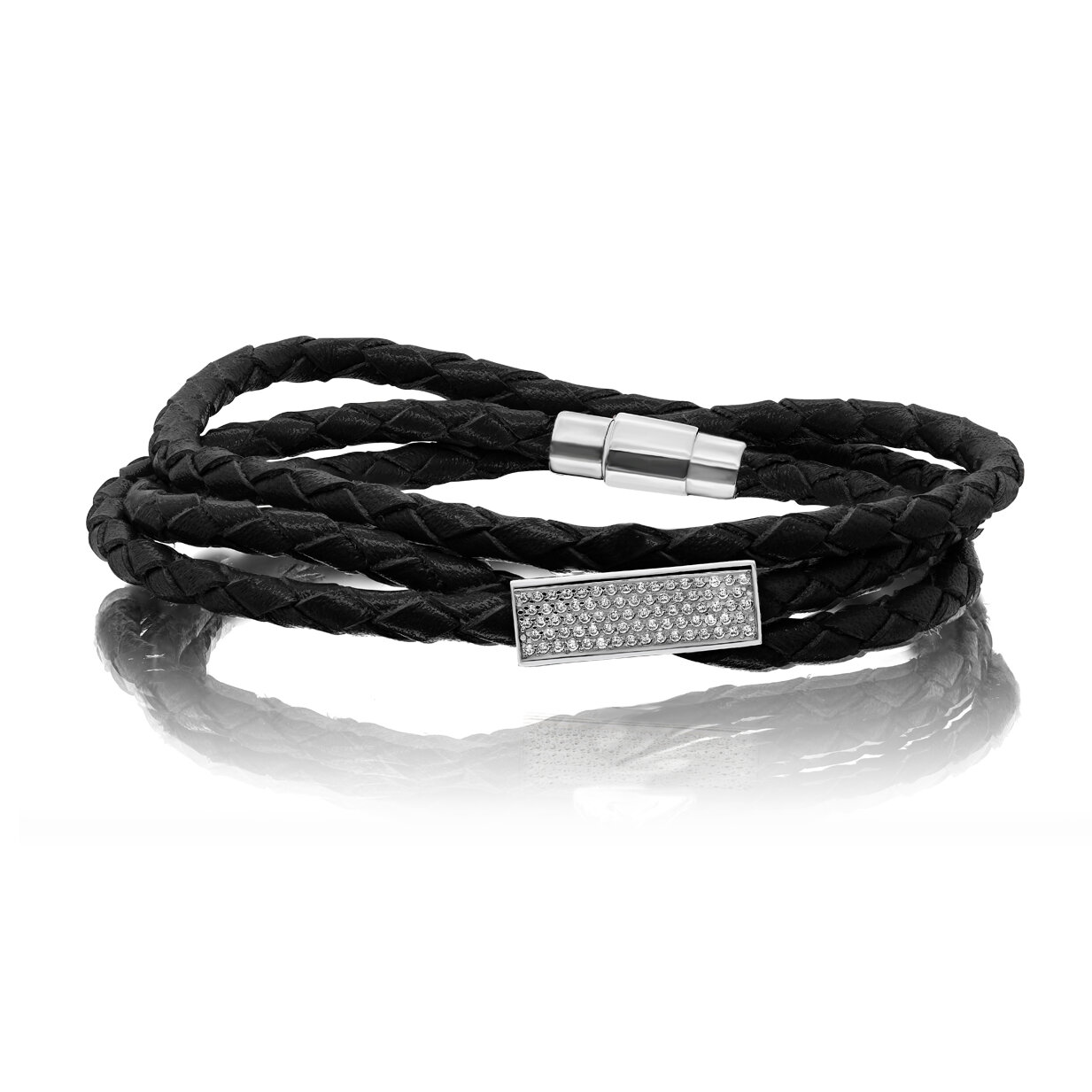 Браслет-цепочка, серебро, 925 проба, родирование, фианит