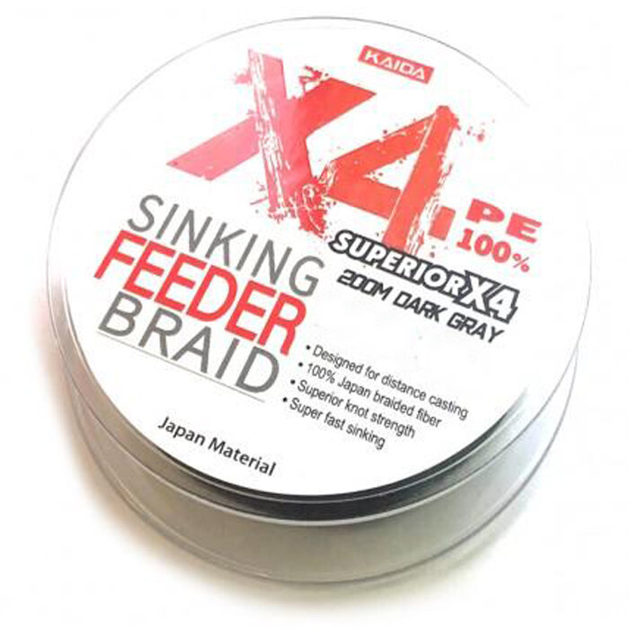 Плетеный шнур для рыбалки KAIDA Шнур SUPERIOR X4 PE 200м темно-серый 0.14мм