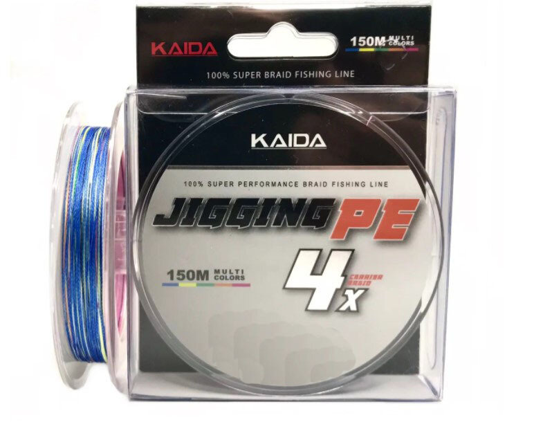 Леска для рыбалки , плетеный шнур KAIDA PE 4 JIGGING 150 m. 2,50 mm. 16 kg синяя разноцветная