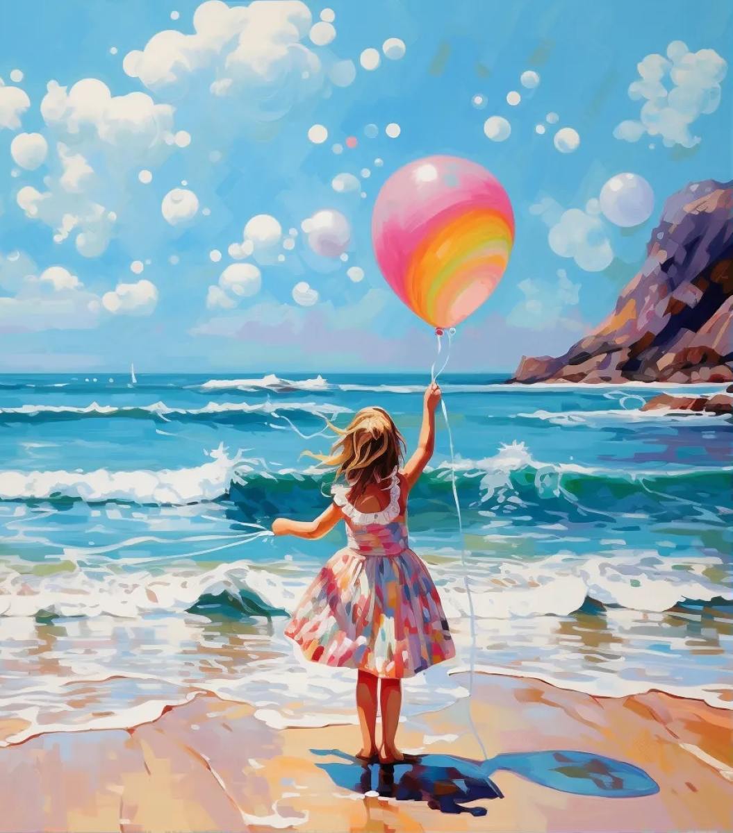 Картина по номерам "Девочка у моря" 40х50 см, хлопковый холст на подрамнике, акрил, Hobby Home